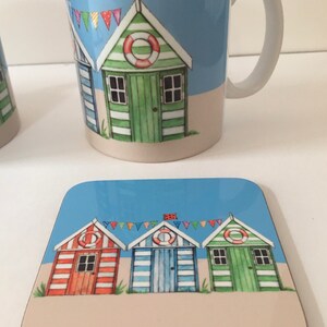 Beach Hut Mug, Brightly Coloured Beach Hut Mug, Personalised Mug, Mug ...