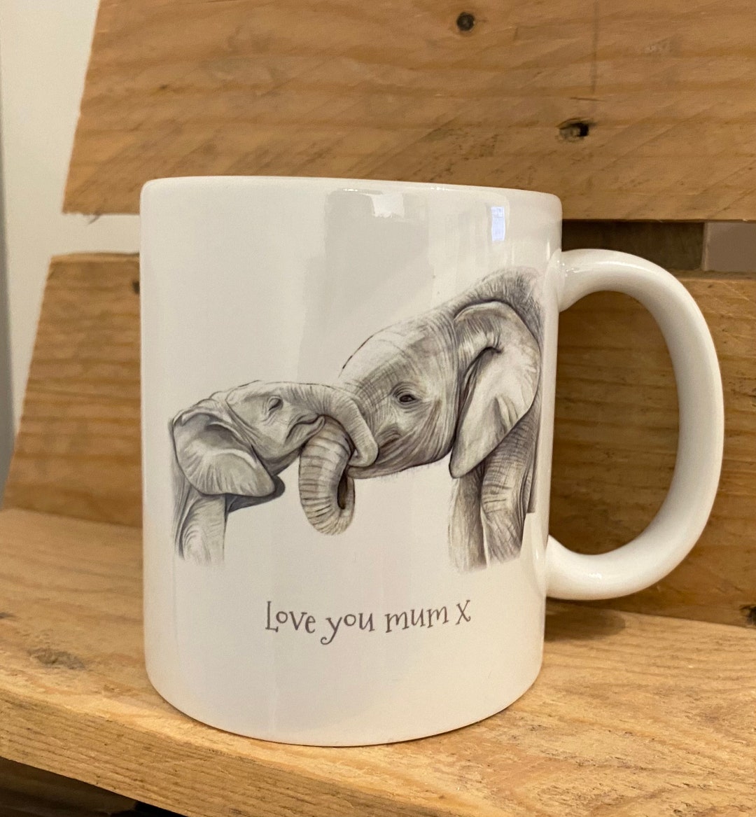 Happy Father's Day Mug, Personalised Mug, Elephant and Calf ...