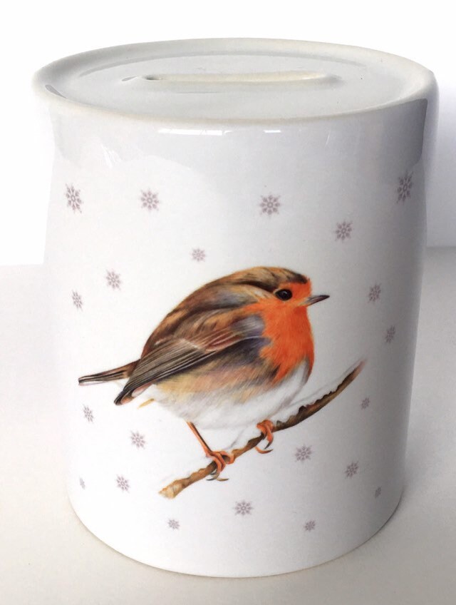 Unique Christmas Robin Ceramic Money Box Which Can Be Personalised for ...