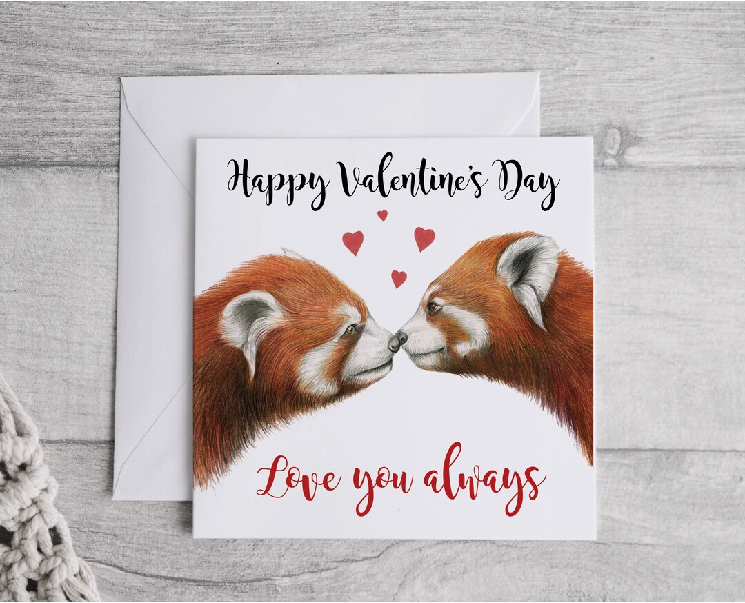 Red Panda Valentines Card Cute Animal Valentines Card Red - Etsy UK