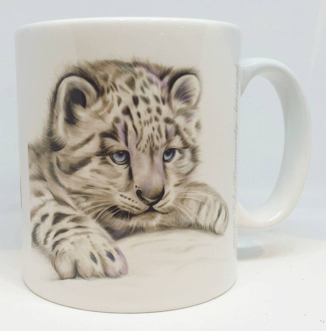 Cute Snow Leopard Mug, Love Snow Leopards, Cat Mug, Personalised Mug ...