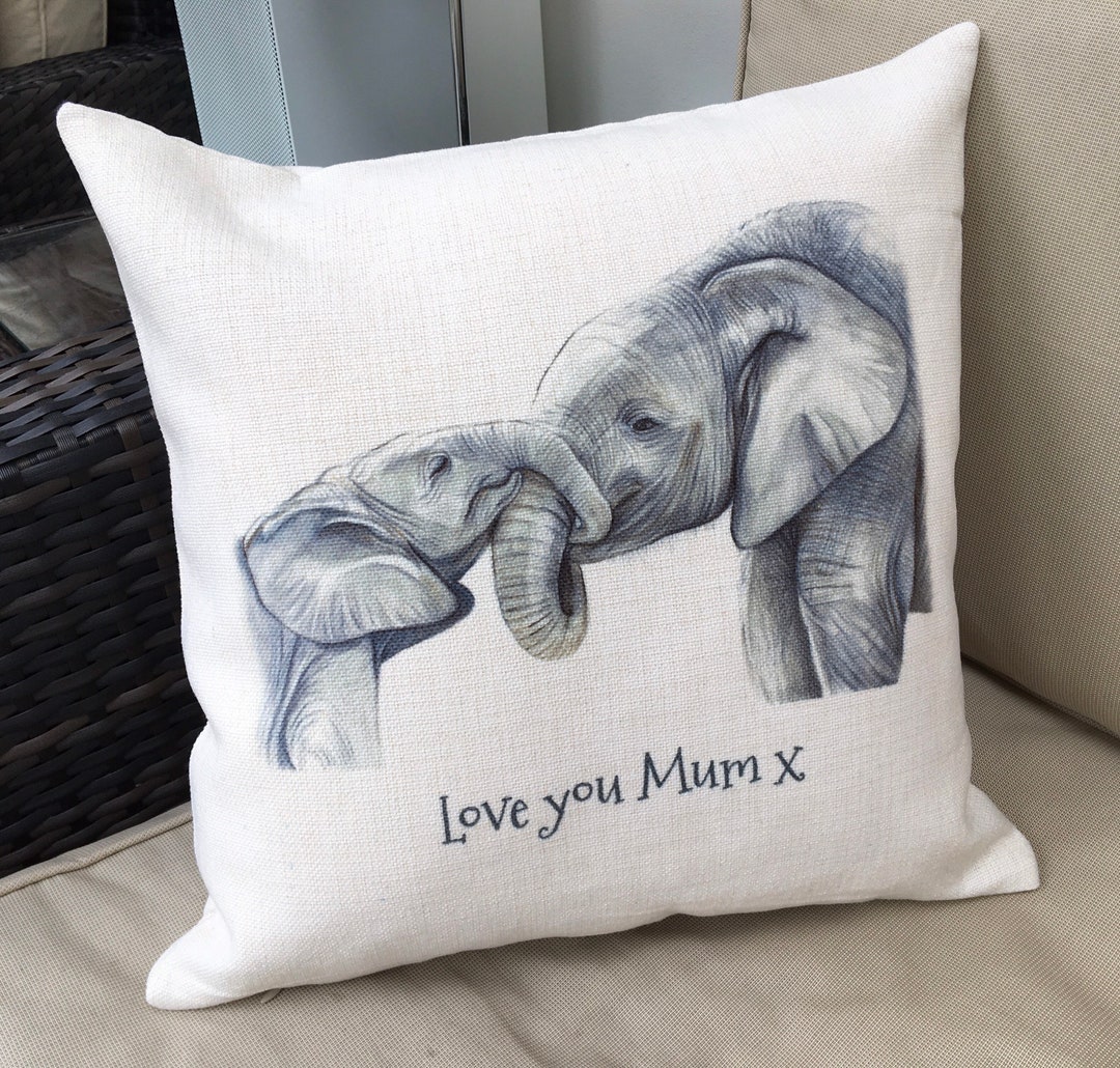 Personalised Elephant Cushion Linen Cushion 40cm X 40cm With - Etsy UK