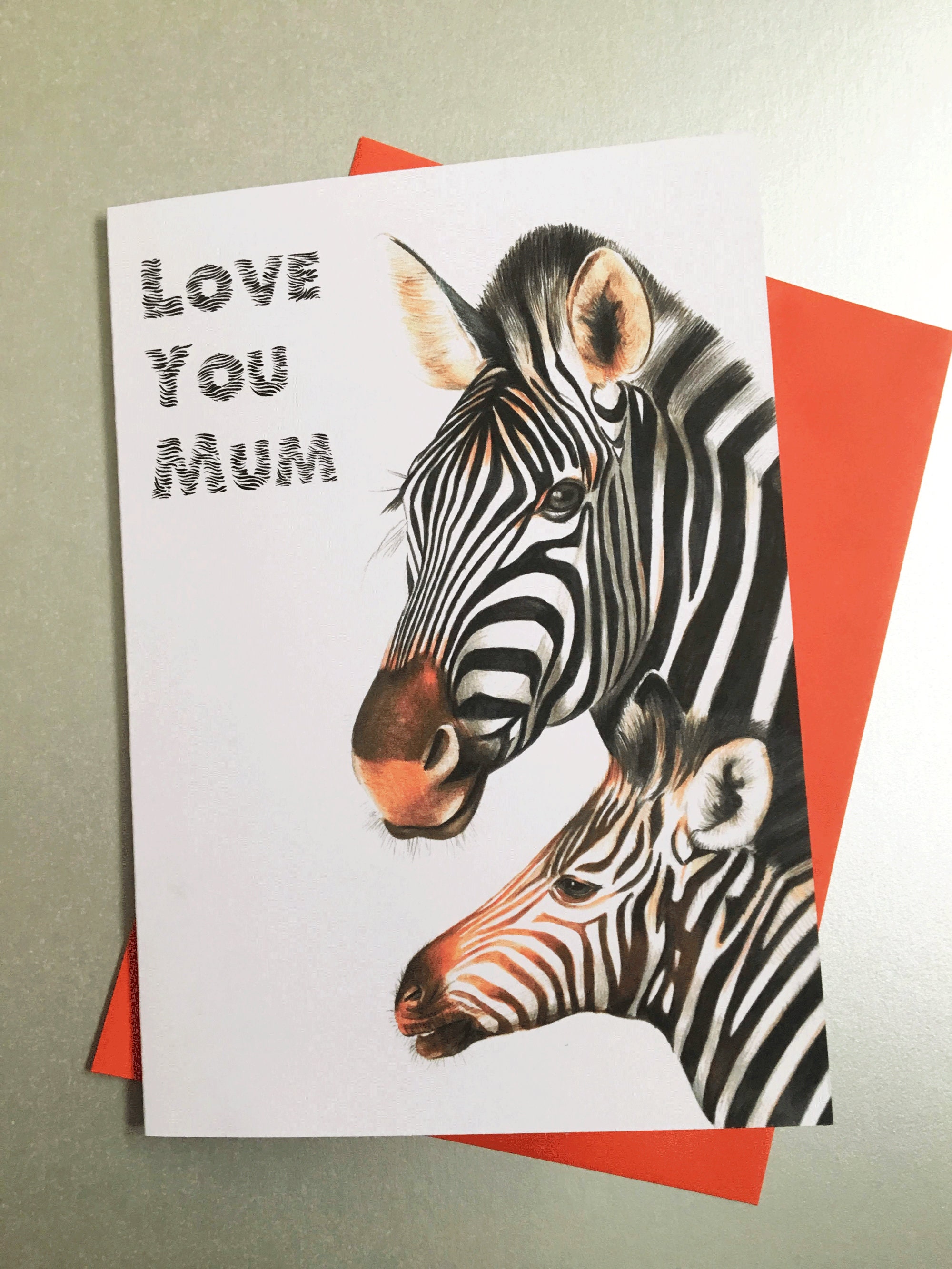 Zebra A5 Greetings Card Personalised Zebra Card Love | Etsy