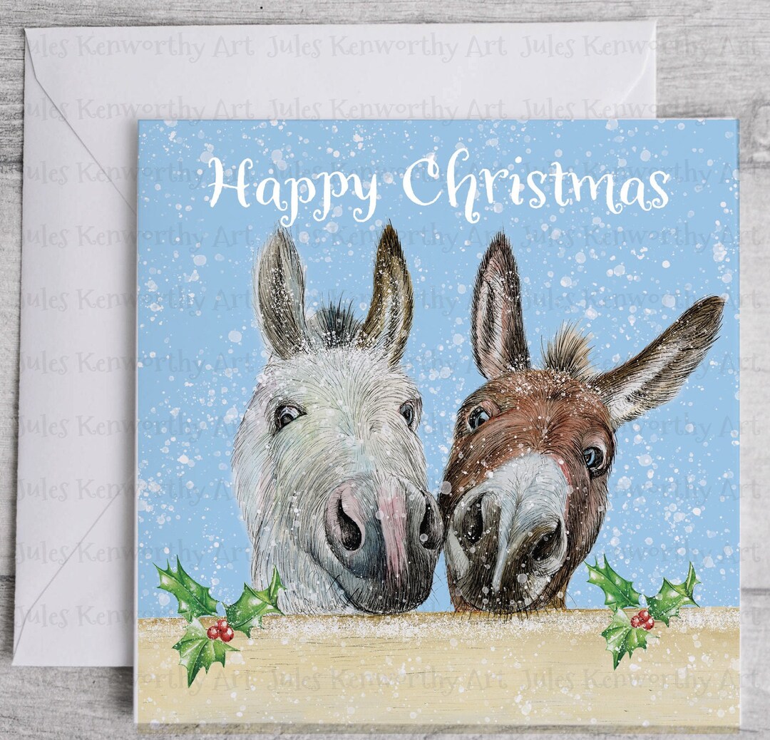 Personalised Donkey Christmas Card, Donkey Christmas Card, Cute Donkey ...