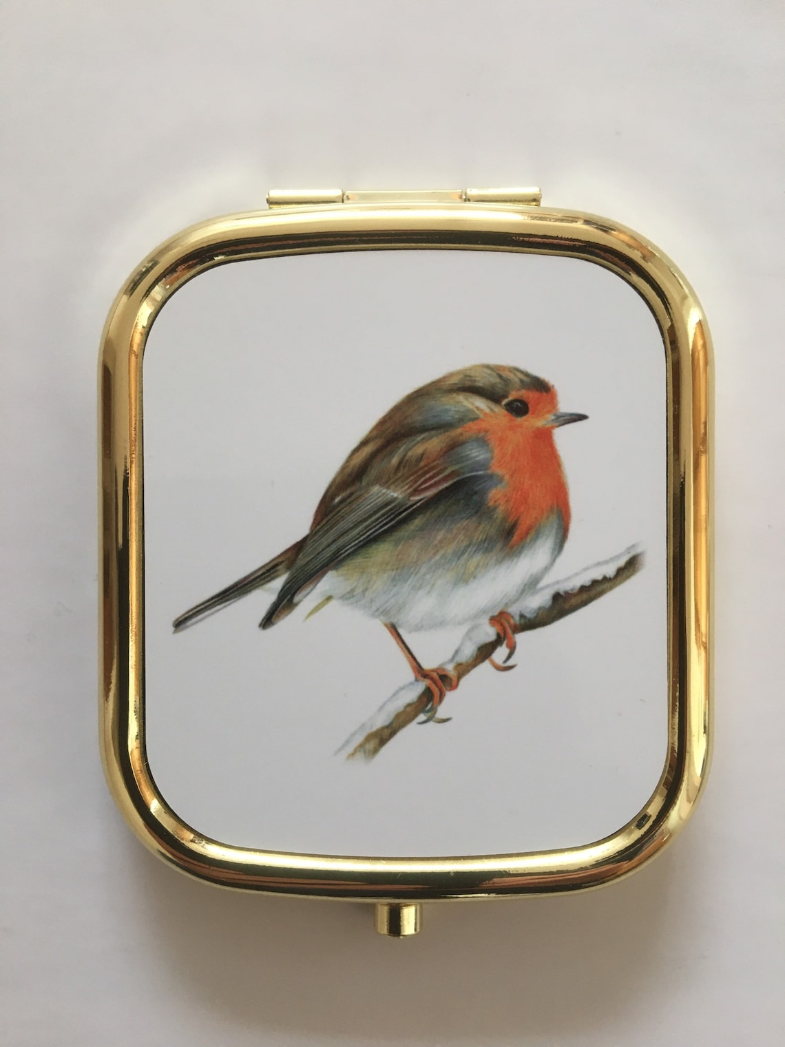 Personalised Robin Pocket Mirror, Robin Illustration, Robin Compact ...