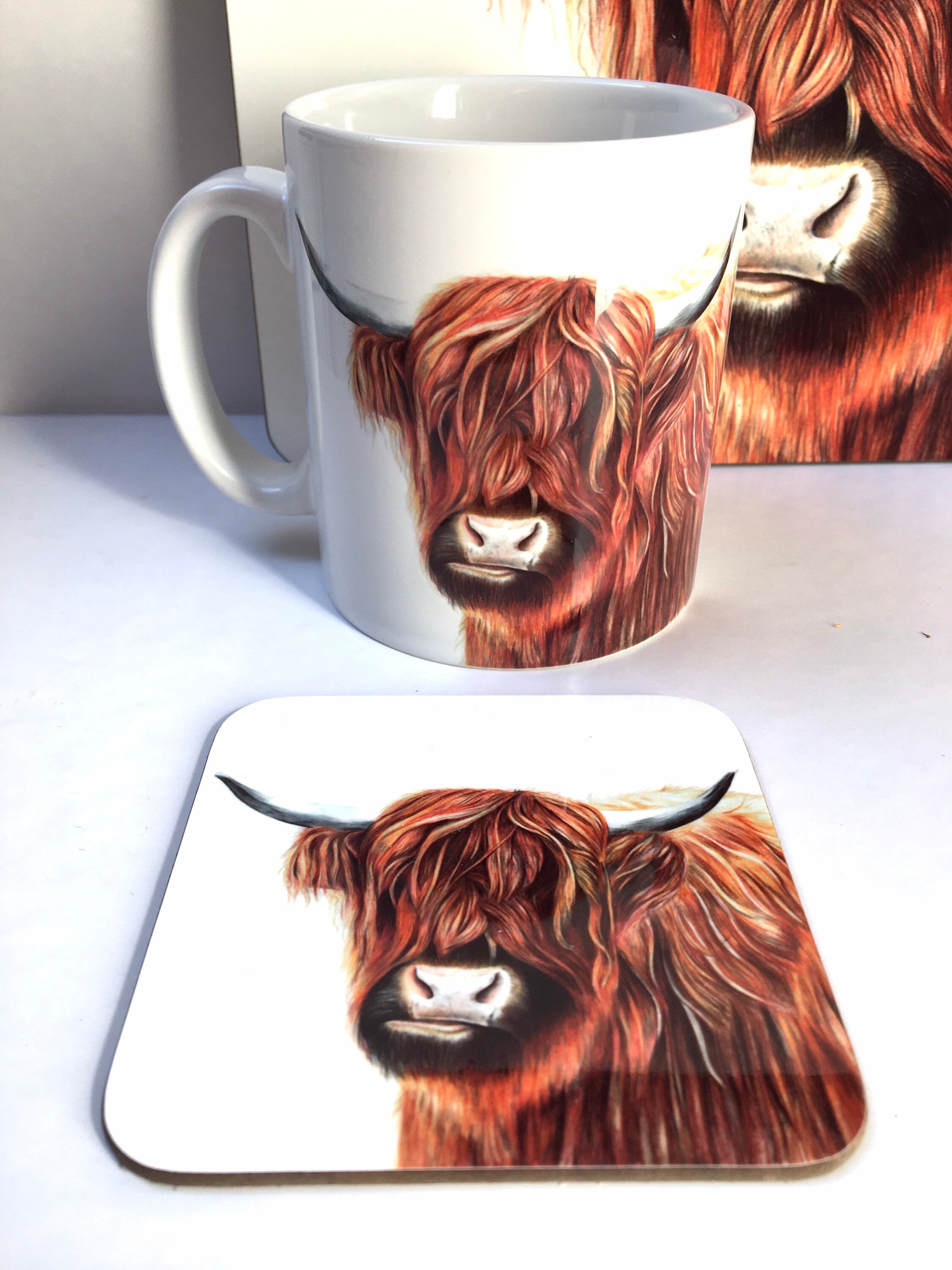 Highland Cow Mug, Highland Cow Gift Set - Mug and Coaster, Placemats ...