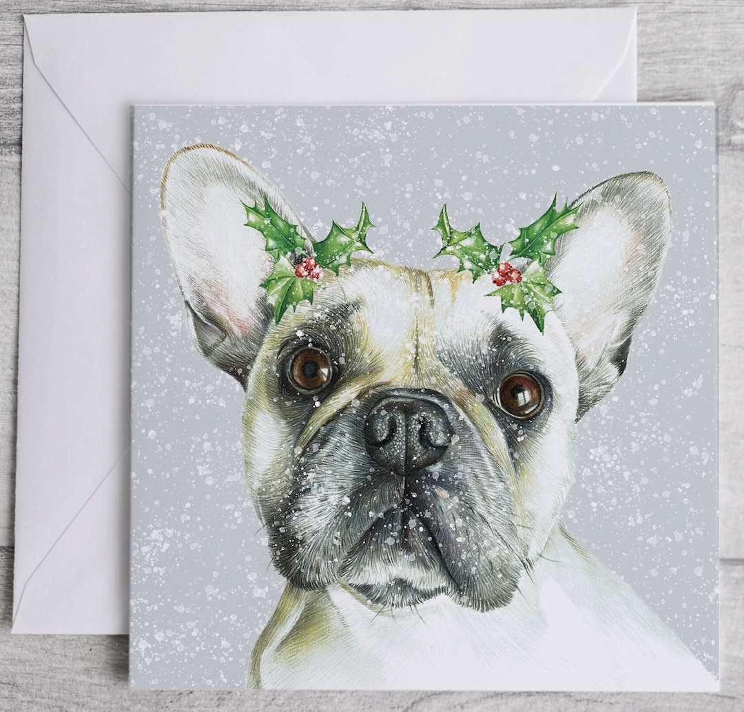 French Bulldog Christmas Card, Square French Bulldog Christmas Card ...