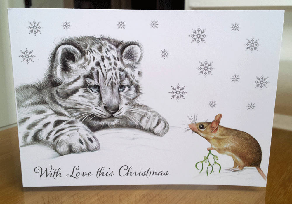 Christmas Cards, Snow Leopard and Mouse Christmas Cards, With Love Xmas ...