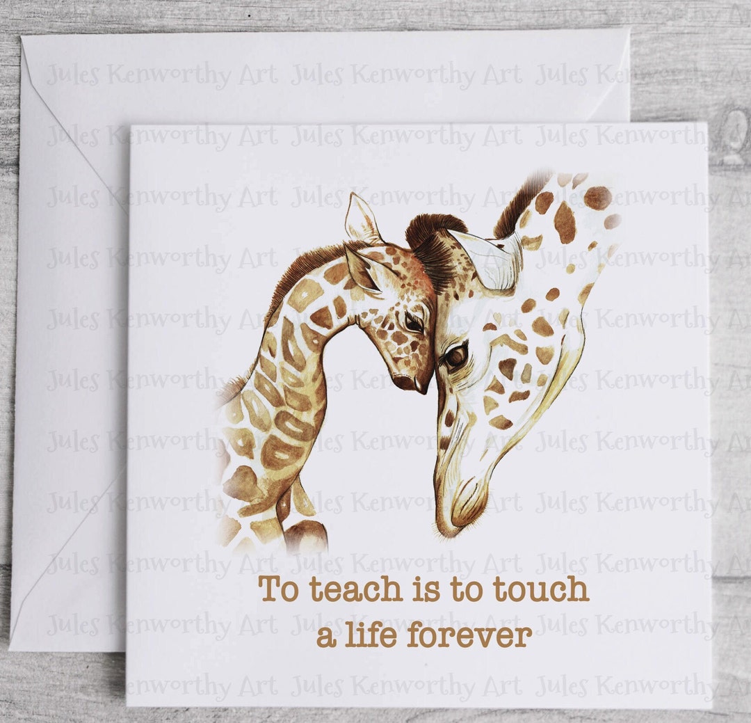Personalised Teacher Giraffe Card, Thank You Teacher Card, Best Teacher ...