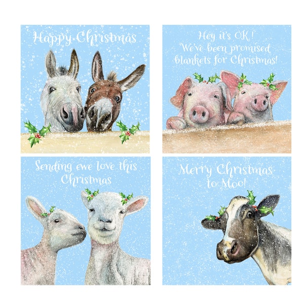 Christmas Cards Packs Animal - Etsy
