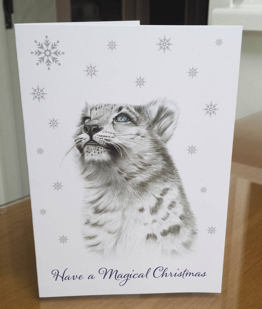 Snow Leopard Christmas Cards, 6 X Cute A6 Snow Leopard Christmas Card ...