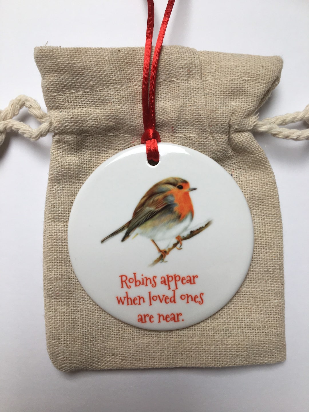 Ceramic Illustrated Robin Christmas Tree Decoration, Robins Appear When ...