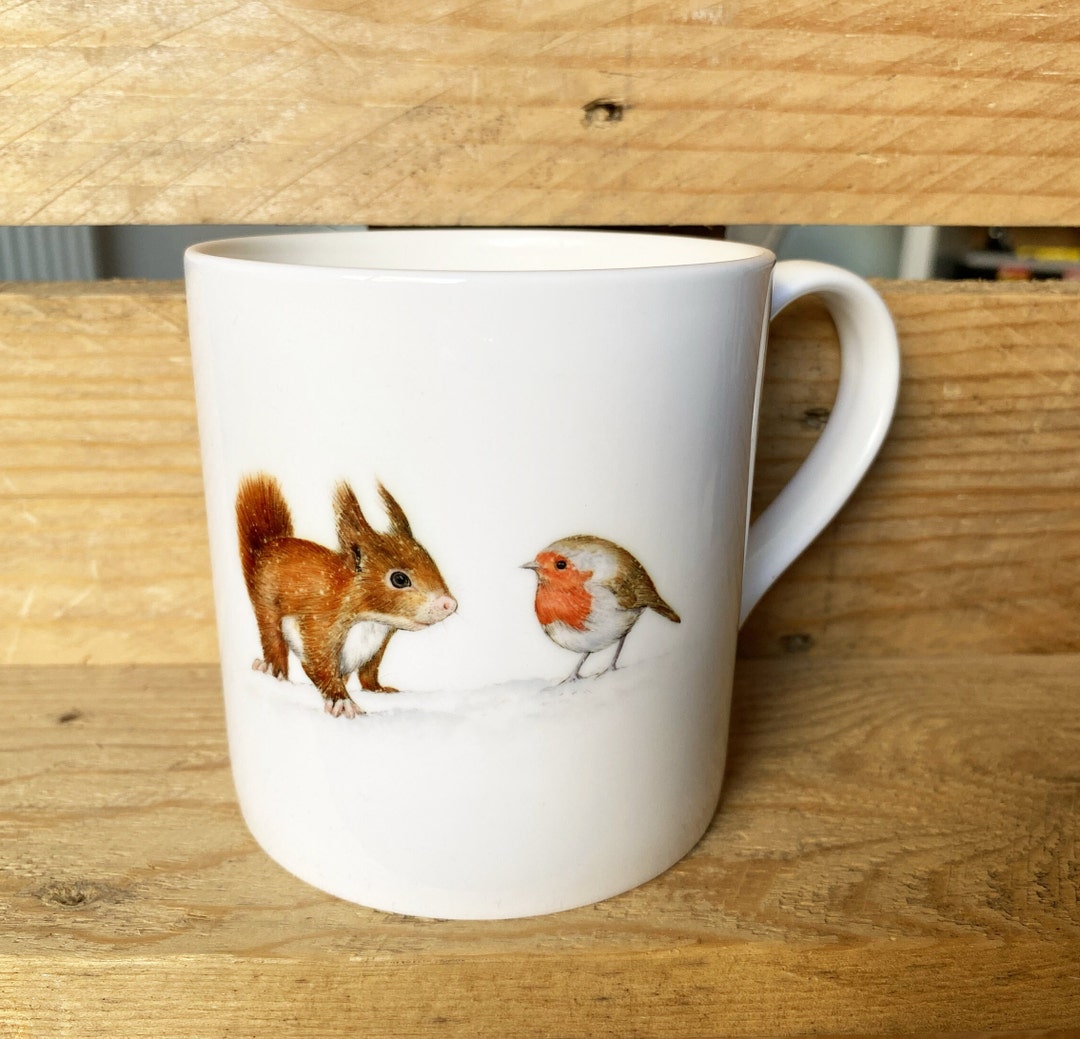 Bone China Christmas Mug, Christmas Squirrel and Robin Bone China Mug ...