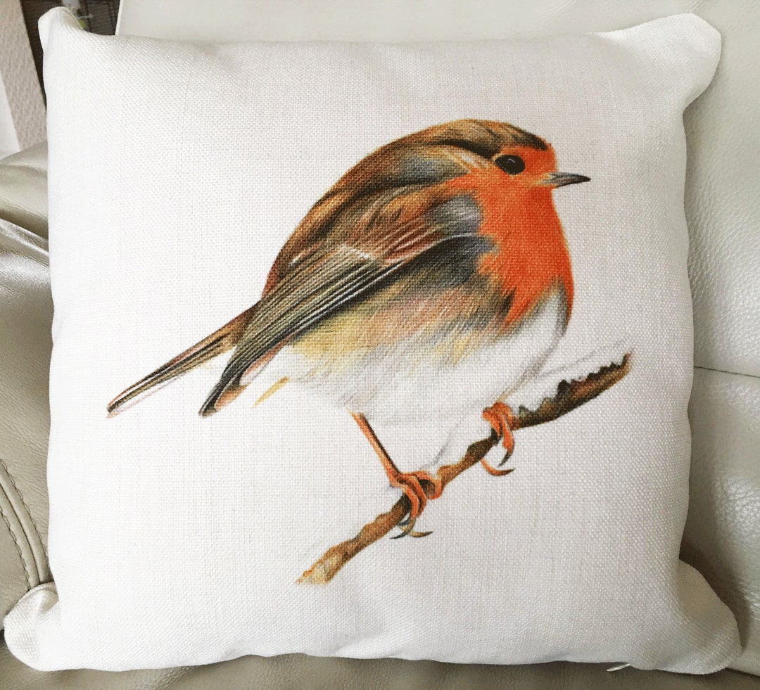 Robin Linen Cushion, Robin Gift, 40 X 40, Linen Cushion With Inner Pad ...