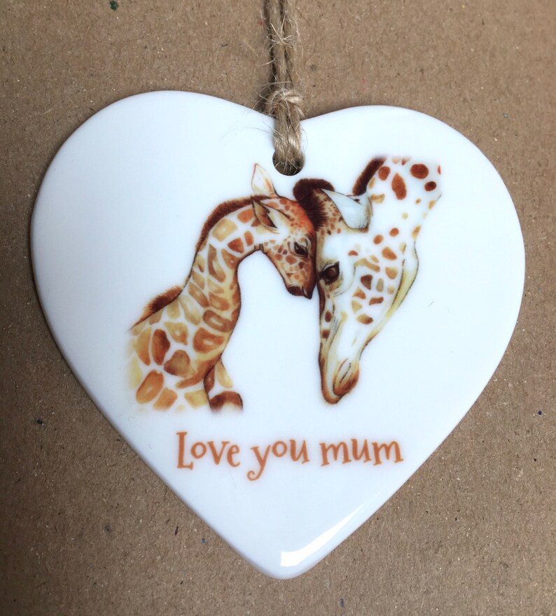 Ceramic Giraffe Heart Shaped Decoration or Round Shaped Decoration ...