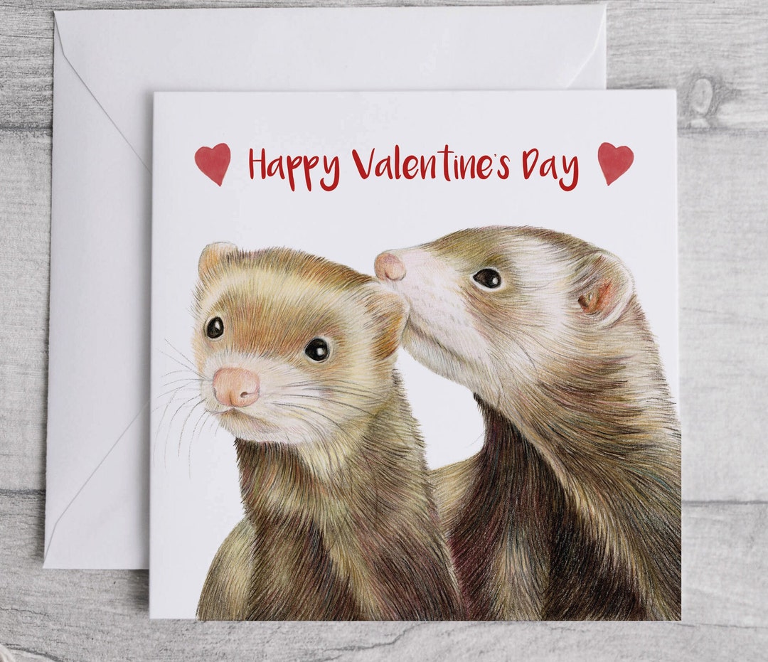 Cute Ferret Valentines Card, Cute Animal Valentines Card, Ferret ...