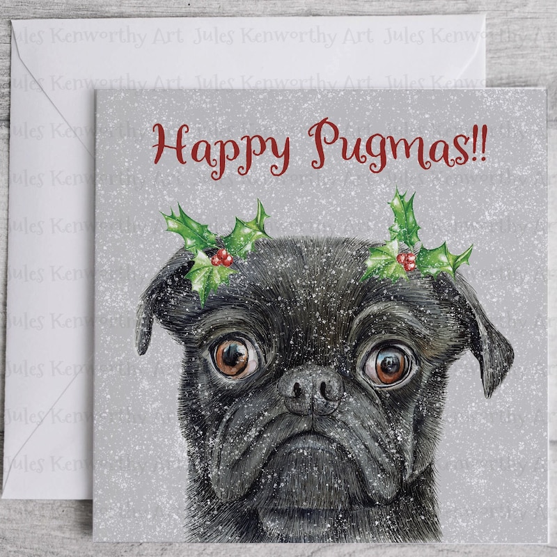 Pugs Christmas Cards - Etsy UK
