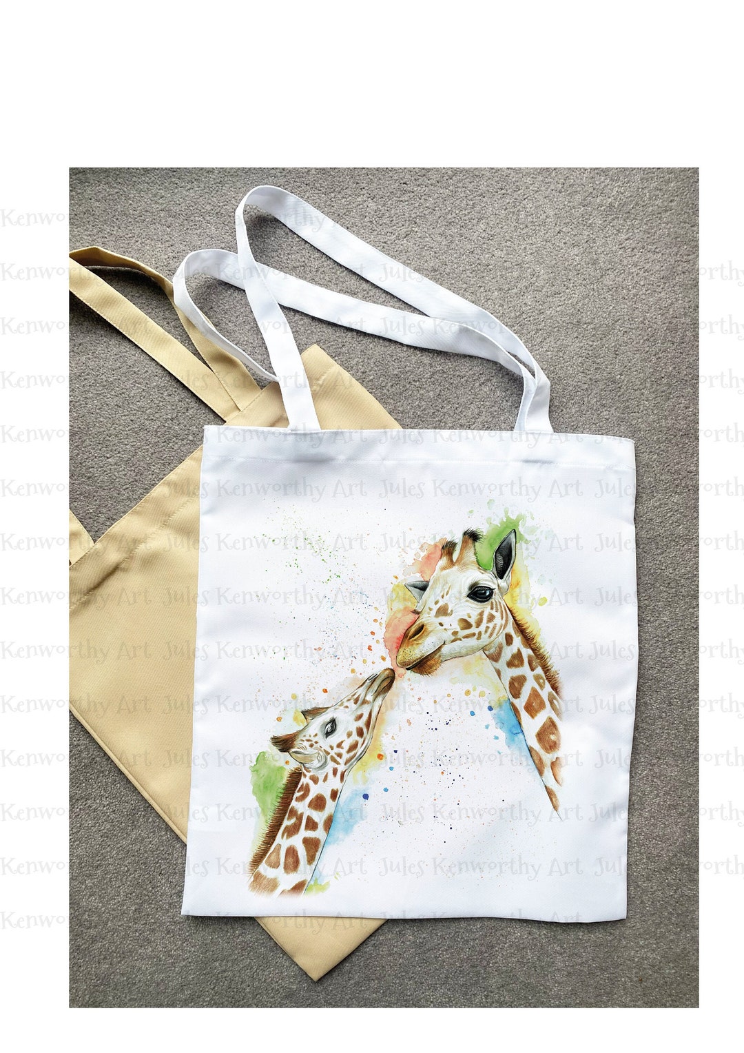 Giraffe Tote Personalised Bag, Personalised Tote Bag, Soft Tote Bag ...