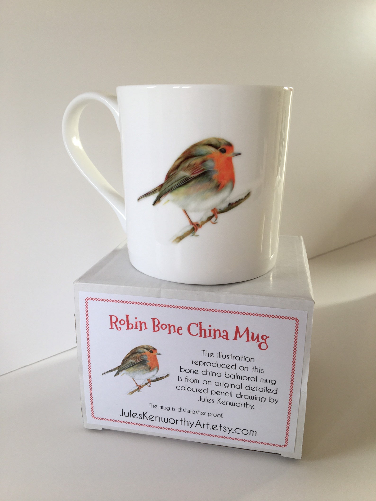 Bone China Robin Mug Gift Set, Robin Bone China Mug, Robin Illustration ...