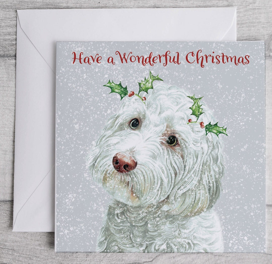 Cockapoo Christmas Card, Square Cockapoo Christmas Card 148mm X 148mm ...