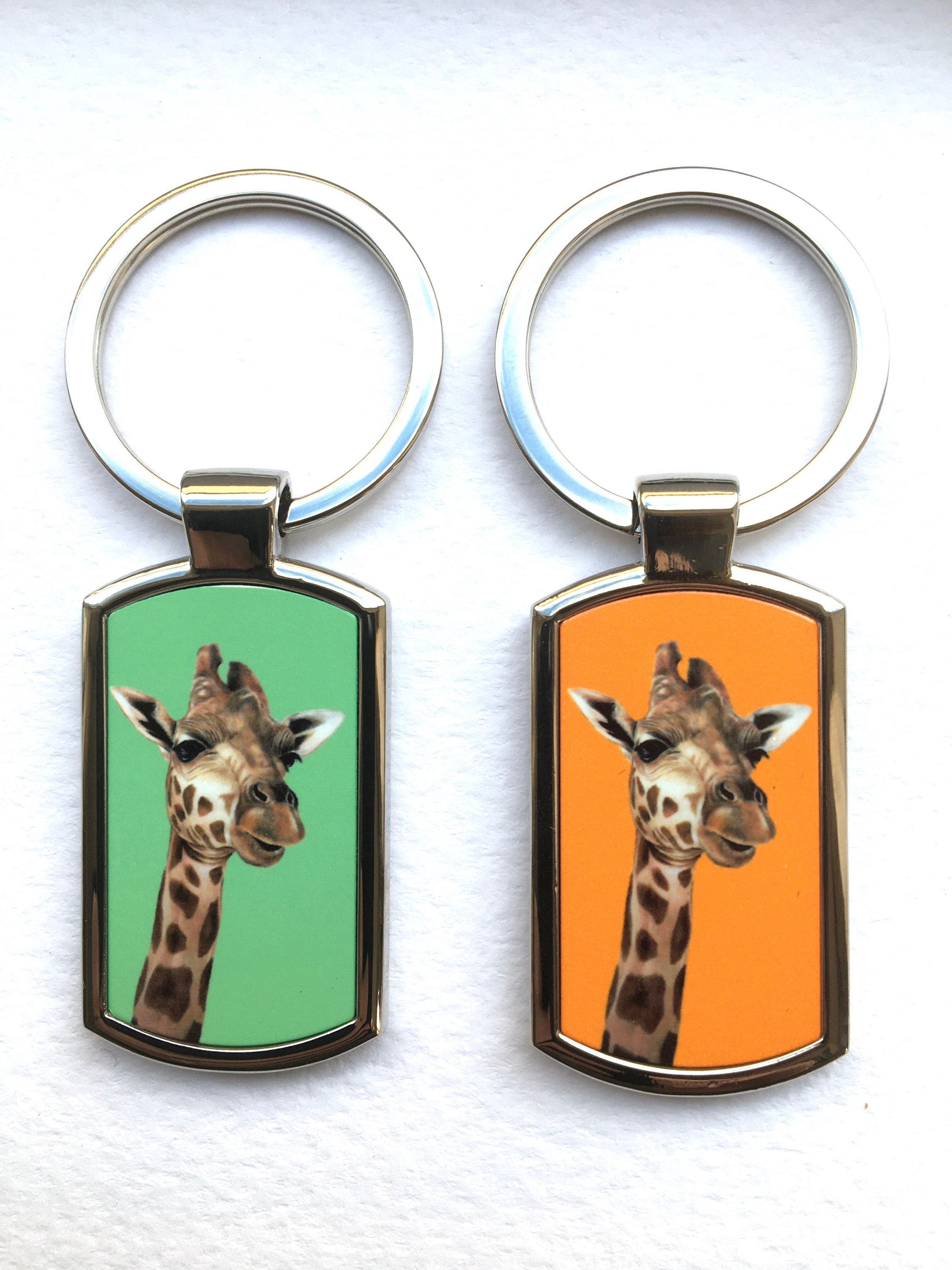 Giraffe Key Ring Giraffe Metal Key Ring With Black | Etsy UK