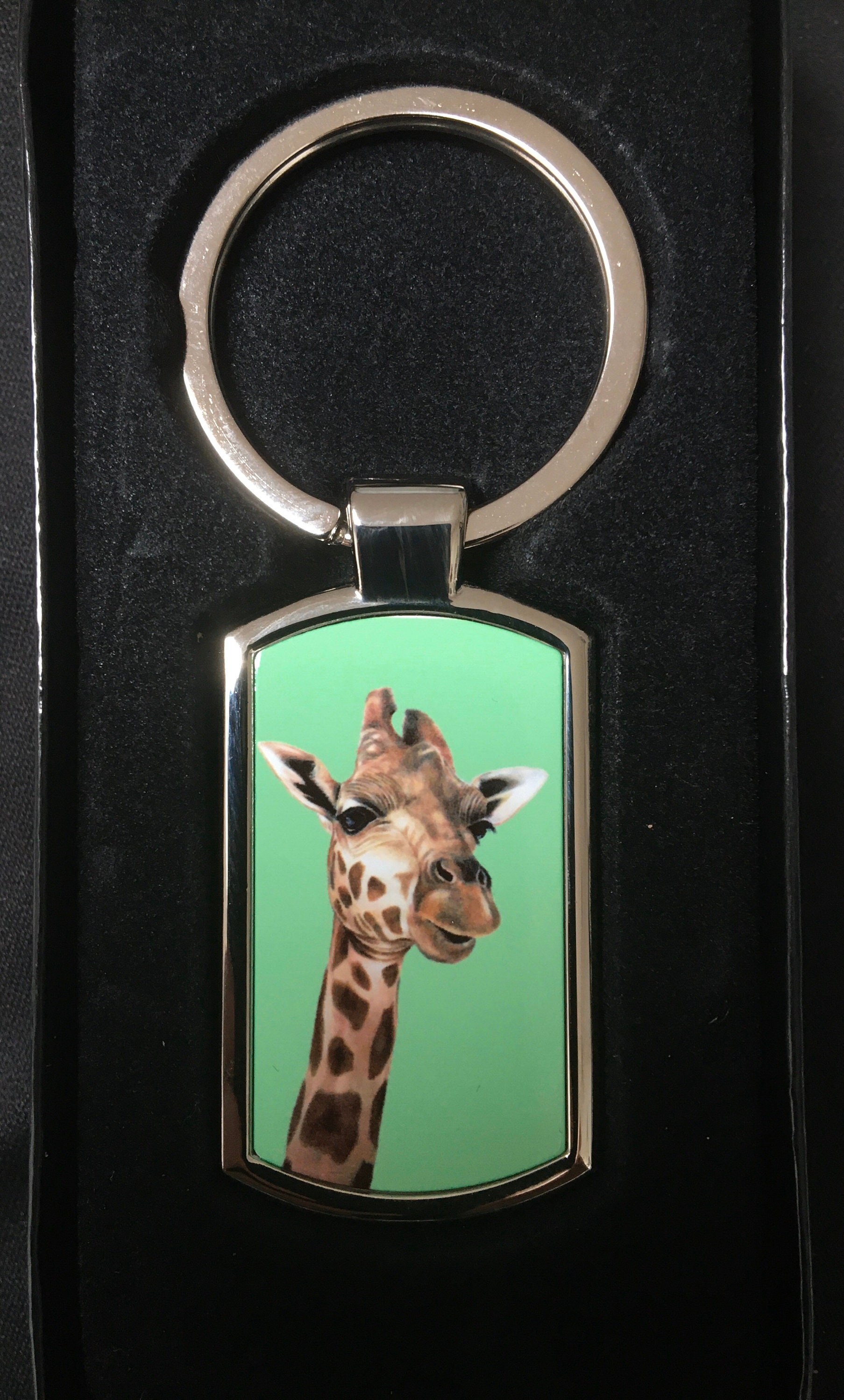 Giraffe Key Ring Giraffe Metal Key Ring With Black | Etsy UK