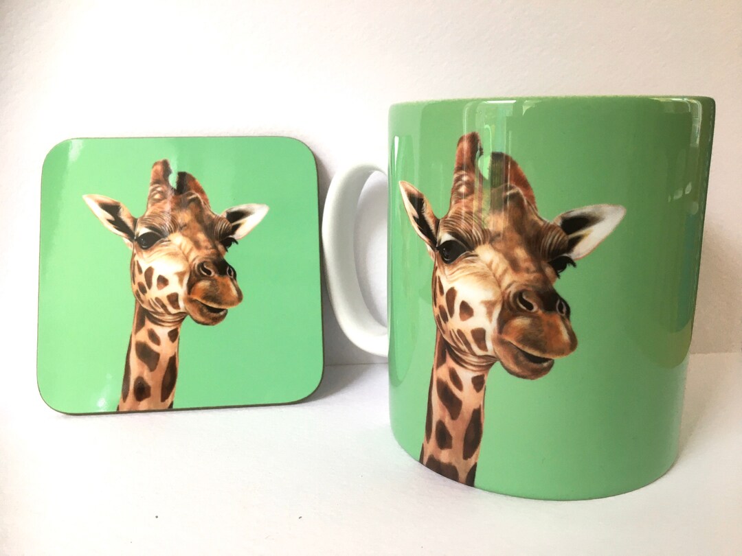 Giraffe Ceramic Mug, Personalised Giraffe Mug, Brightly Coloured ...