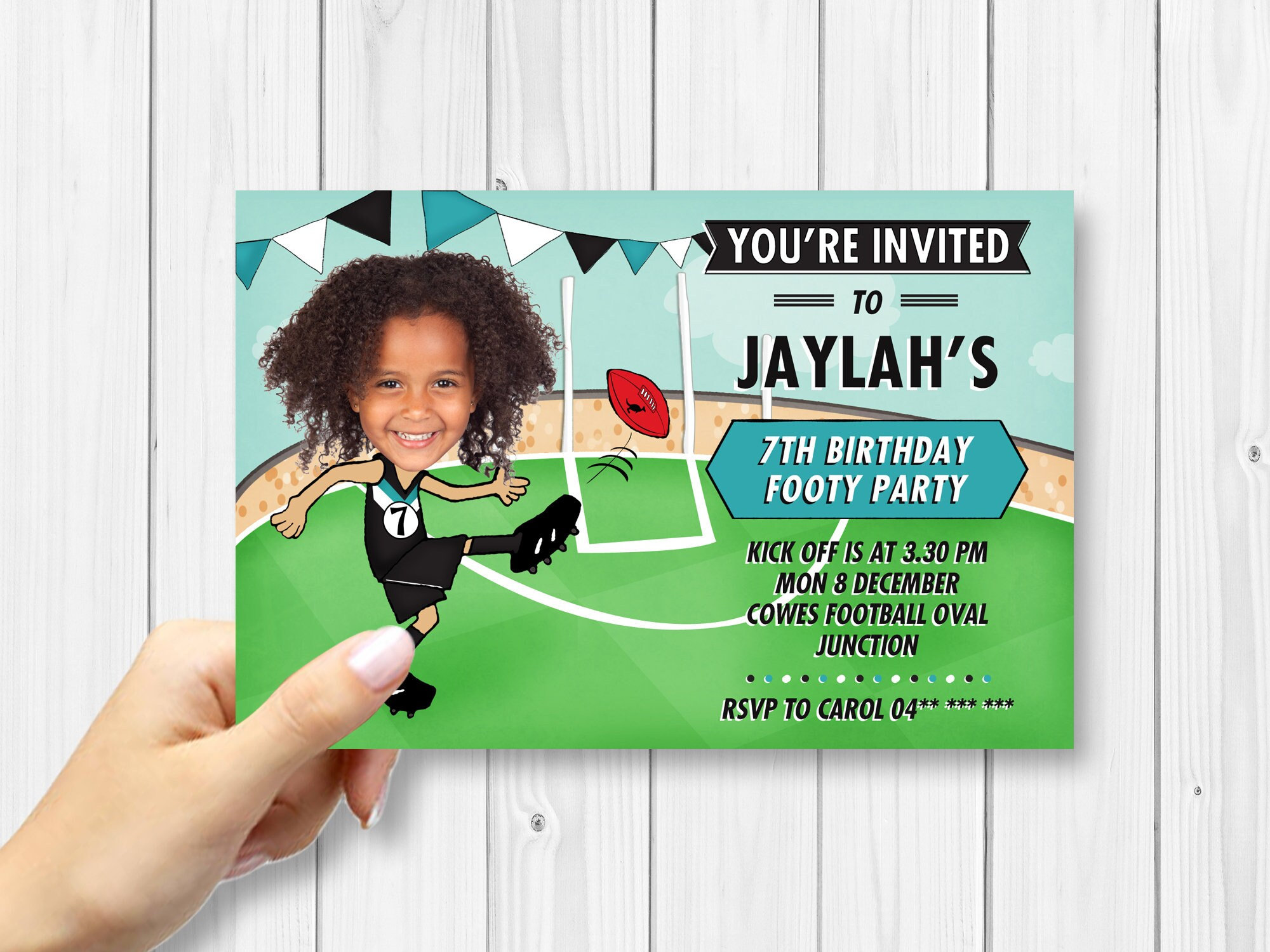 AFL Printable Birthday Invitation - Custom Add Your FACE Party ...