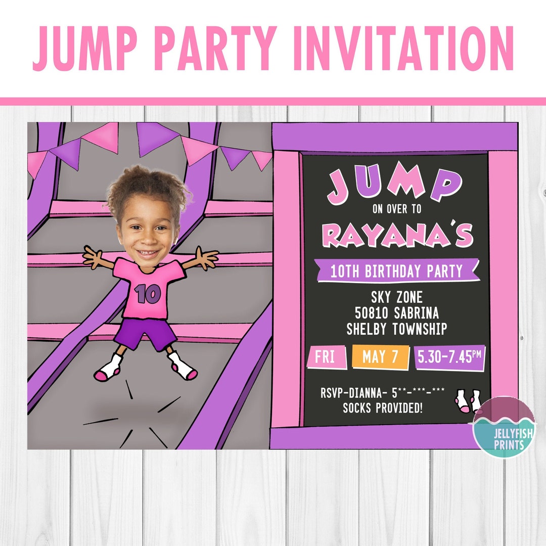 Trampoline Birthday Party Invitations for a Jump Celebration - Etsy