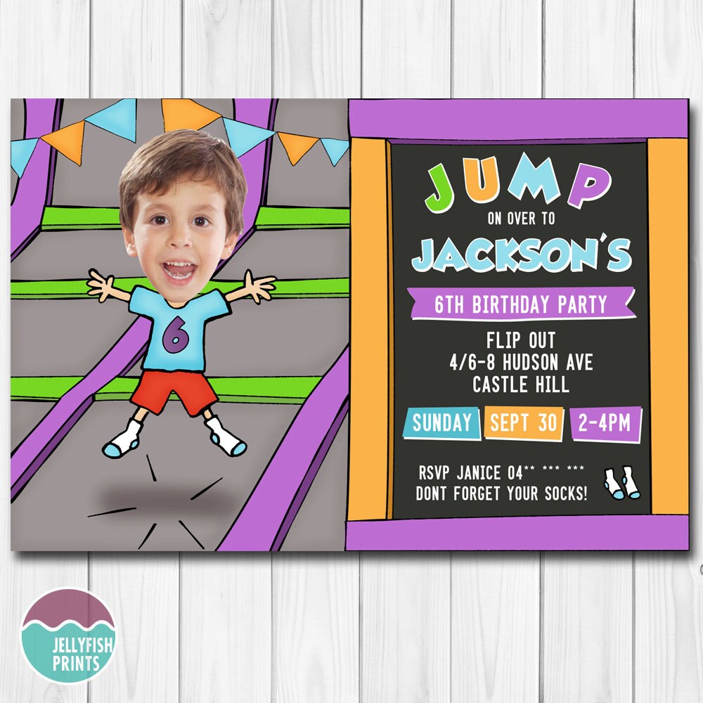 Trampoline Birthday Party Invitations for a Jump Celebration - Etsy