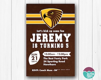 Editable Hawthorn Hawks Birthday Invitation | Canva Digital Template ...