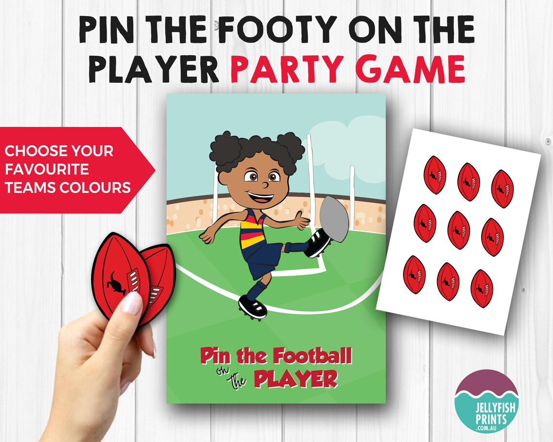 Pin the Football on the Player -printable Party Game - AFL Birthday ...