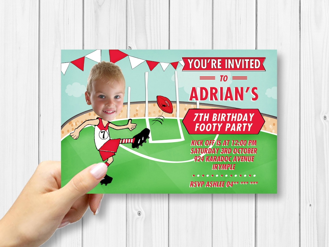 AFL Printable Birthday Invitation - Custom Add Your FACE Party ...