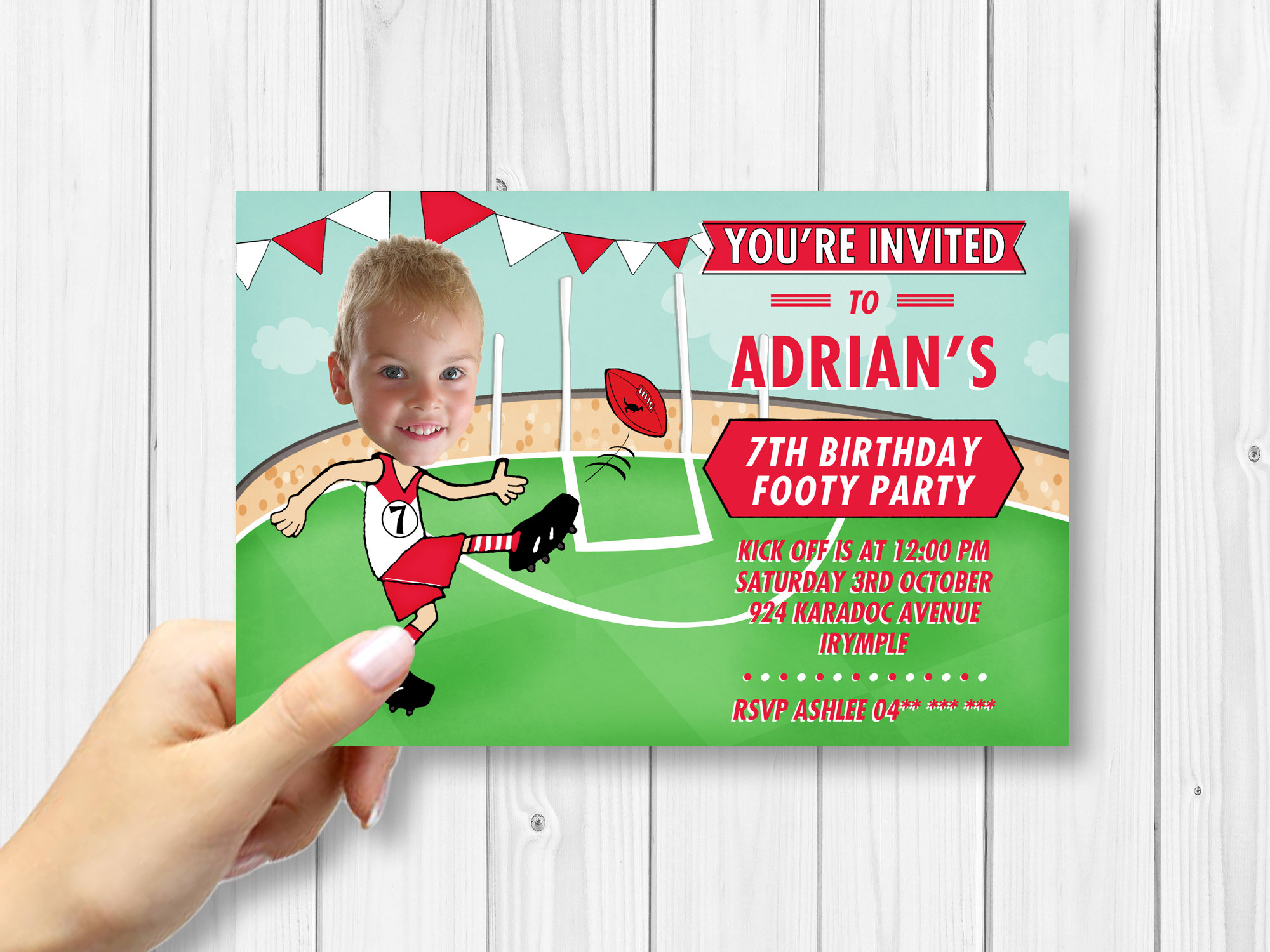 AFL Printable Birthday Invitation - Custom Add Your FACE Party ...