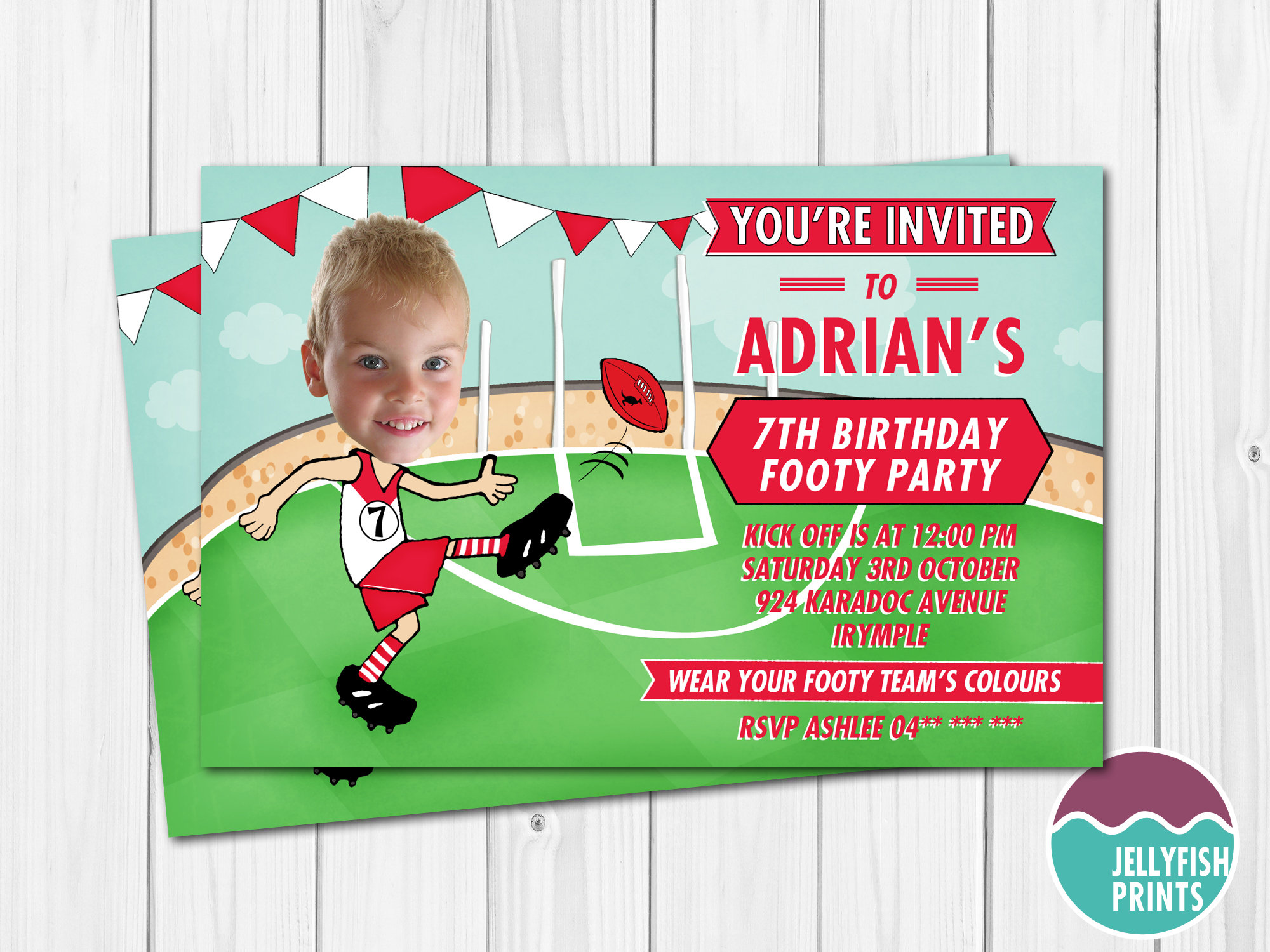 AFL Printable Birthday Invitation - Custom Add Your FACE Party ...