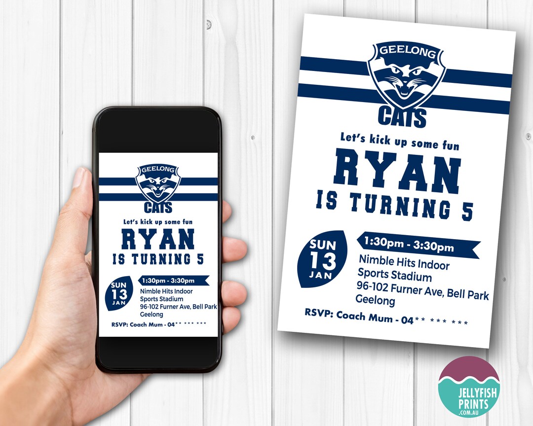 AFL Geelong Cats Birthday Invitation. Digital Download. Printable ...