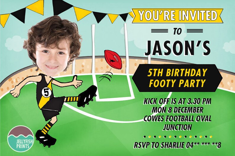 Invitación de cumpleaños imprimible de AFL Footy Fiesta de - Etsy España