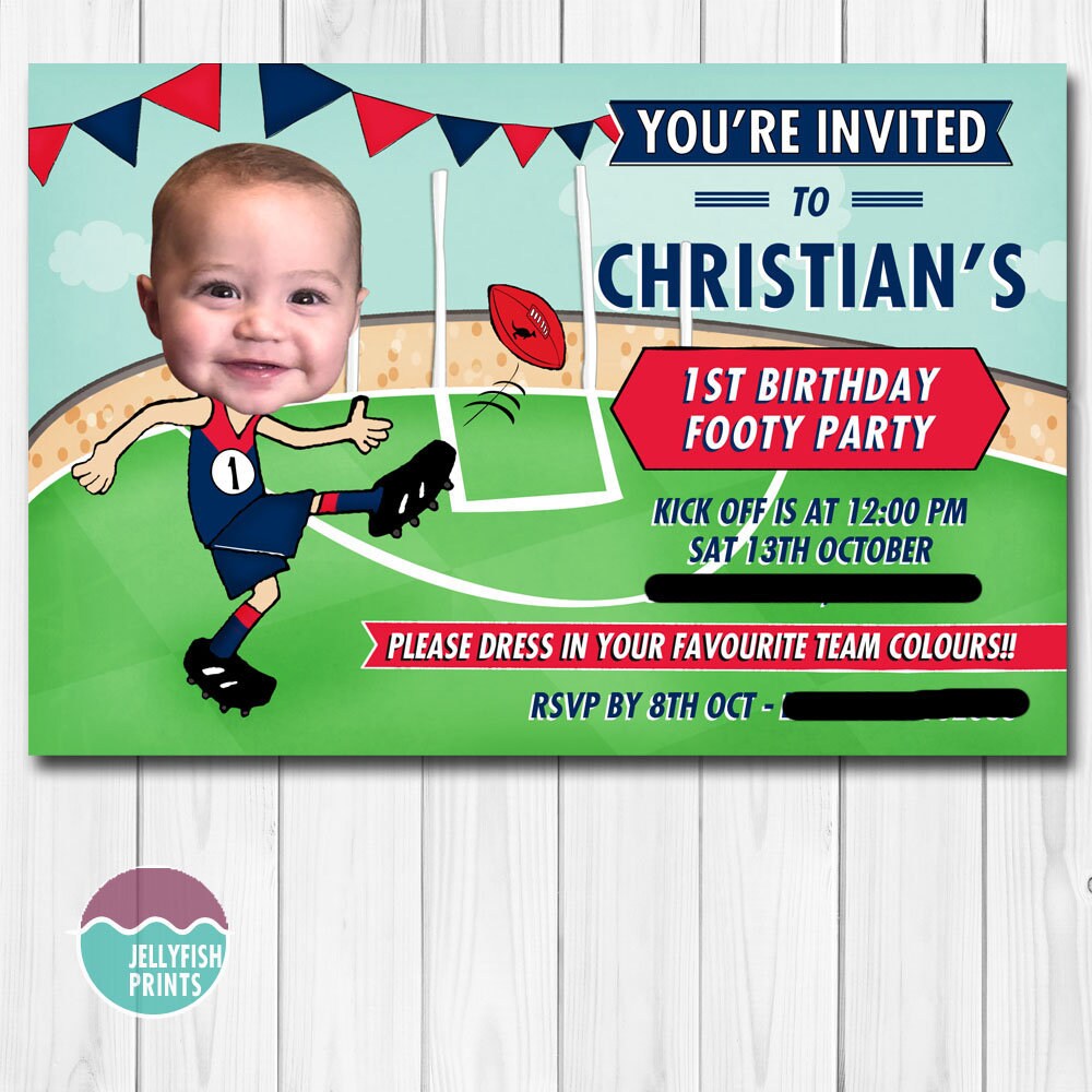 AFL Footy Printable Birthday Invitation - Football Party , Aussie Rules ...