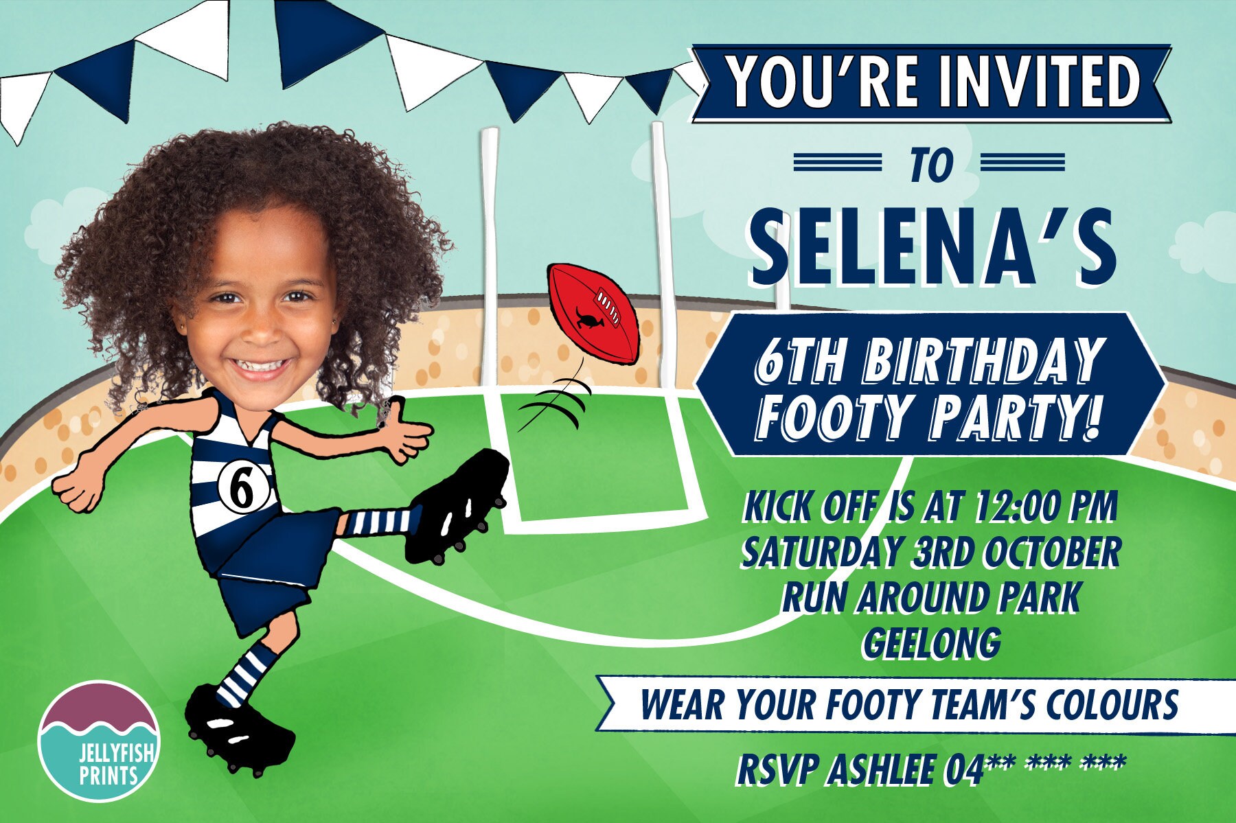 AFL Football Party Printable Birthday Invitation Footy , Aussie Rules ...