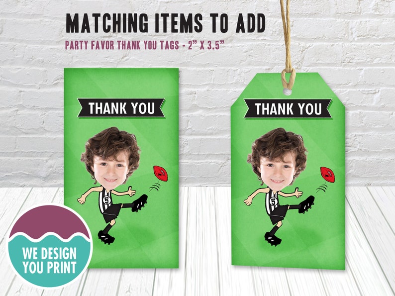 AFL Football Printable Birthday Invitation - Customised Add Your FACE ...