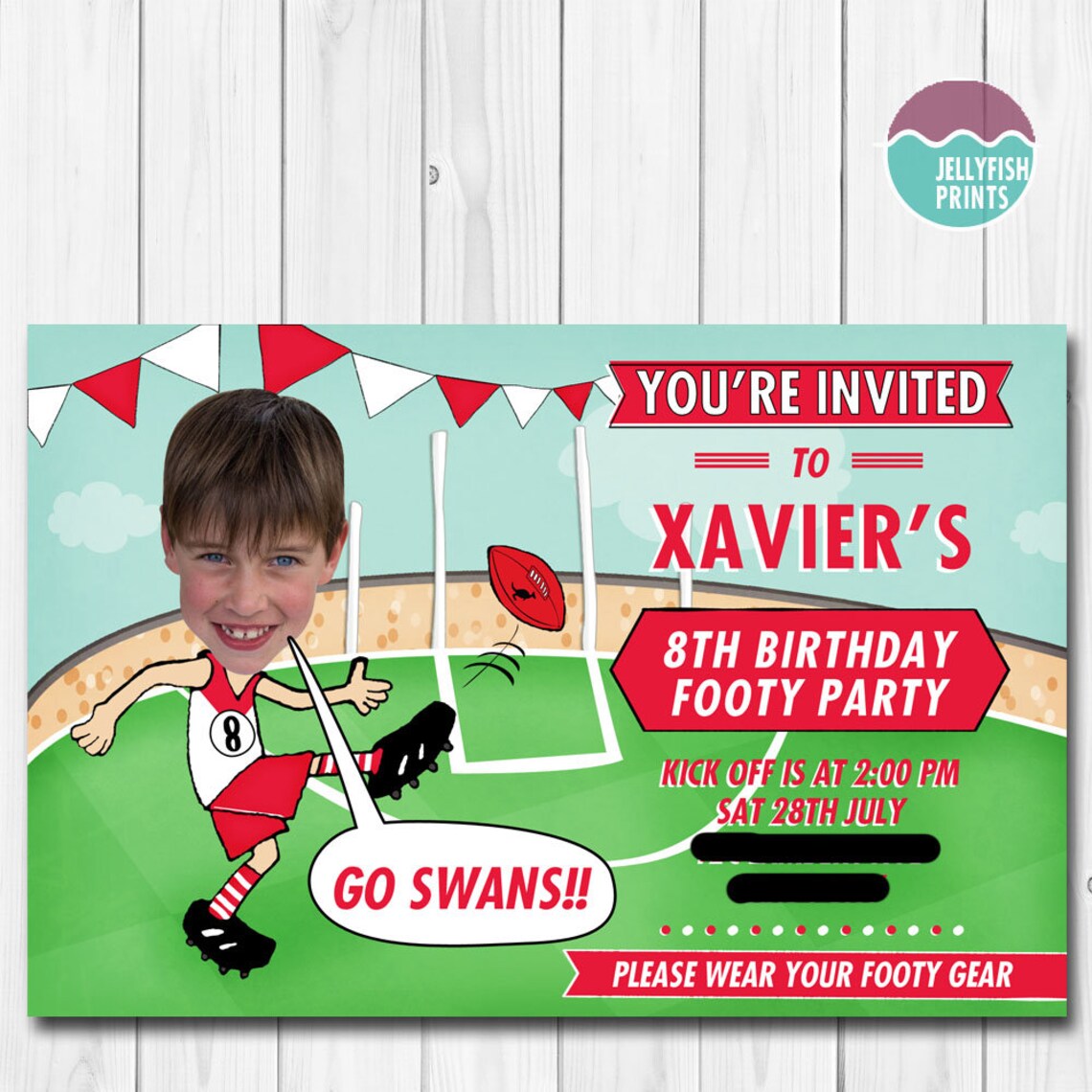 AFL Footy Printable Birthday Invitation - Football Party , Aussie Rules ...