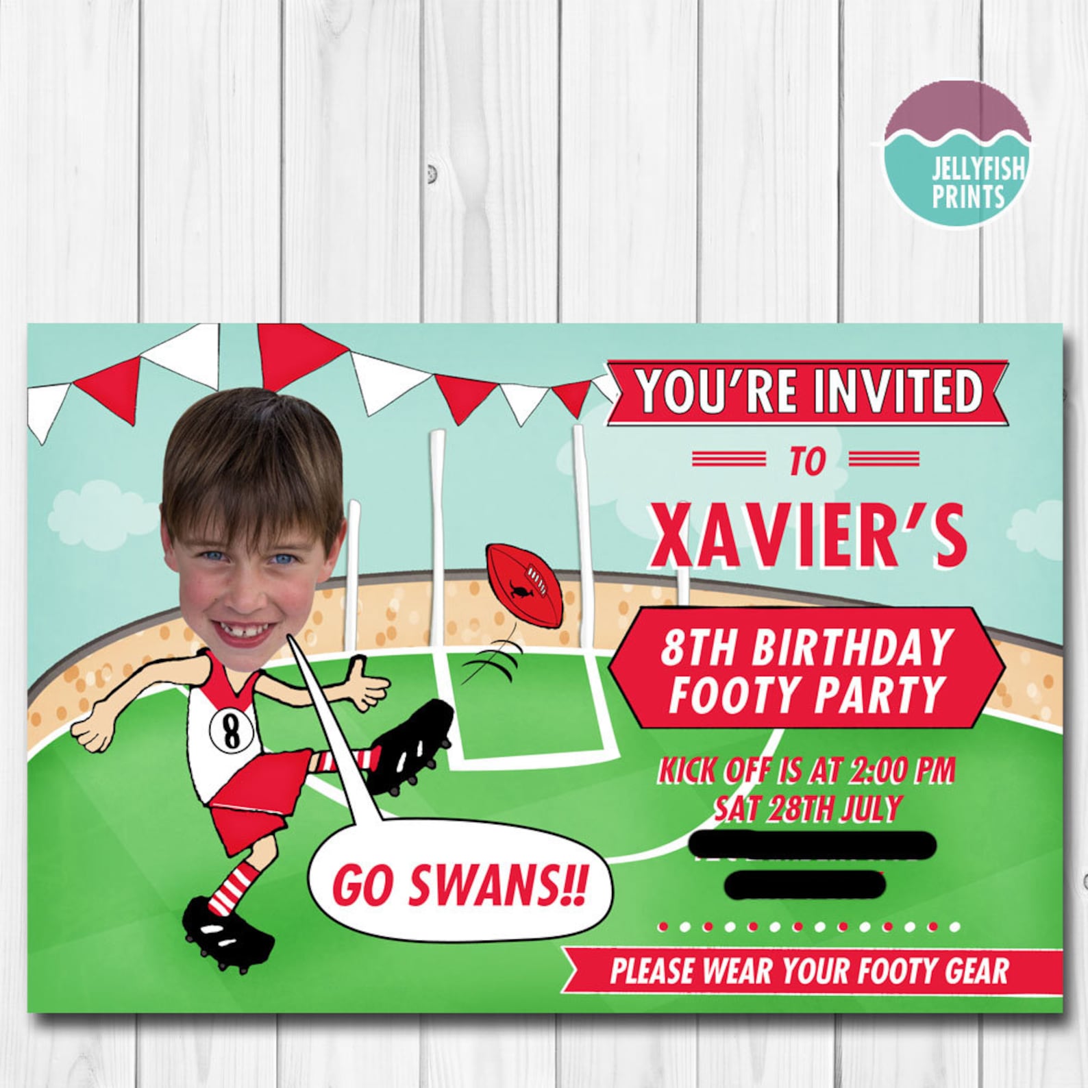 AFL Footy Printable Birthday Invitation - Football Party , Aussie Rules ...