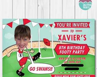 AFL Football Party Printable Birthday Invitation - Footy , Aussie Rules ...