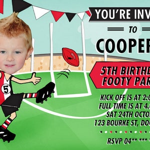 AFL Football Party Printable Birthday Invitation Footy , Aussie Rules ...