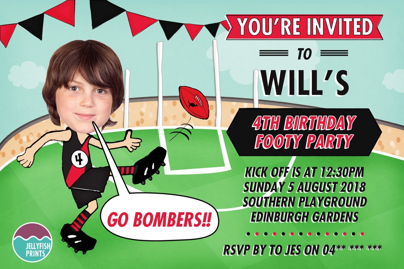AFL Football Party Printable Birthday Invitation Footy , Aussie Rules ...