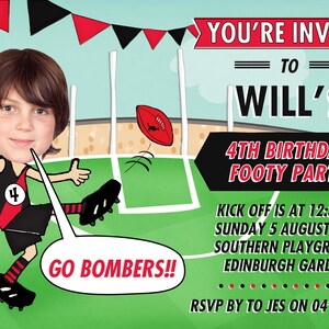 AFL Football Party Printable Birthday Invitation - Footy , Aussie Rules ...