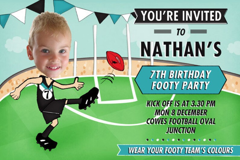 Invitación de cumpleaños imprimible de AFL Footy Fiesta de - Etsy España