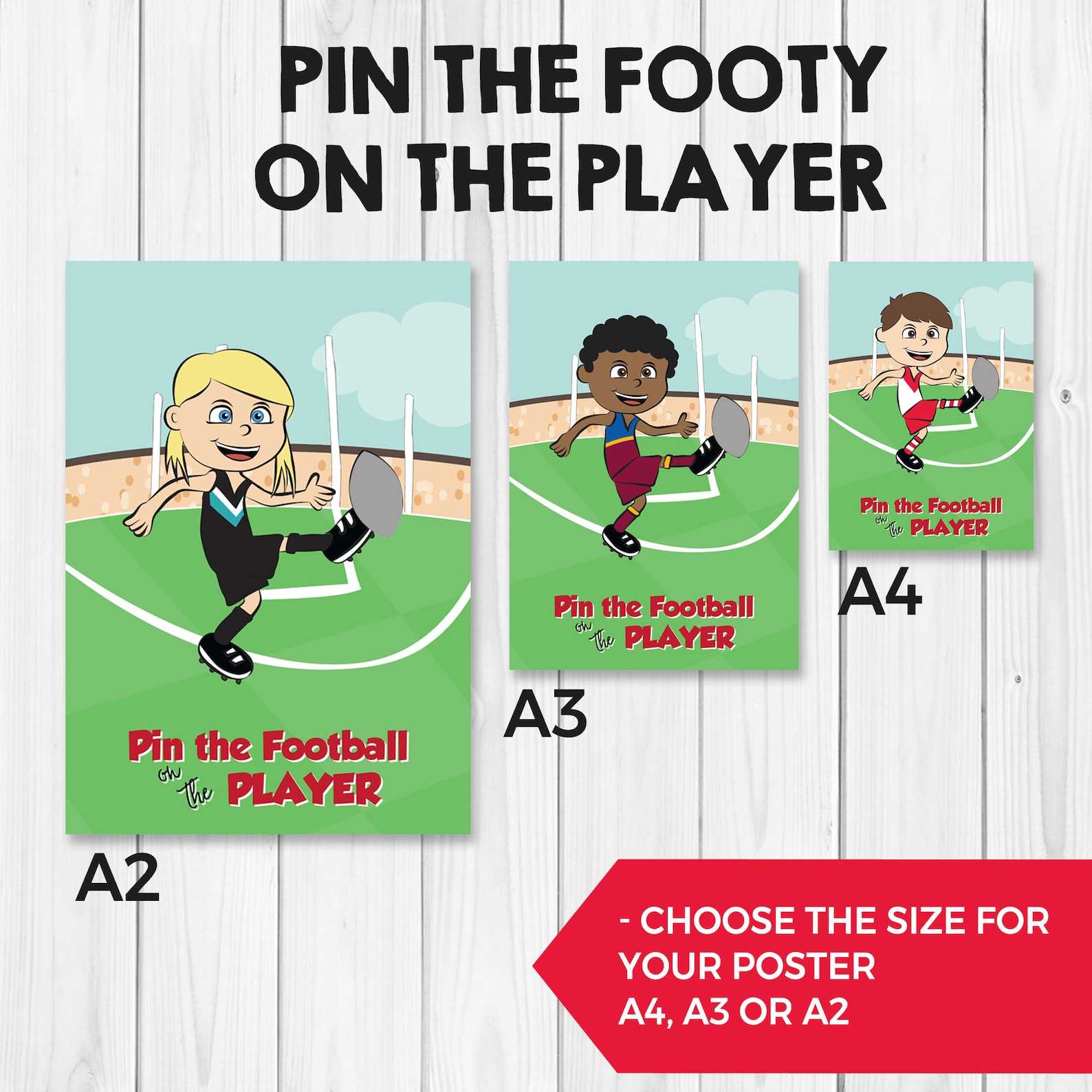 Pin the Football on the Player -printable Party Game - AFL Birthday ...