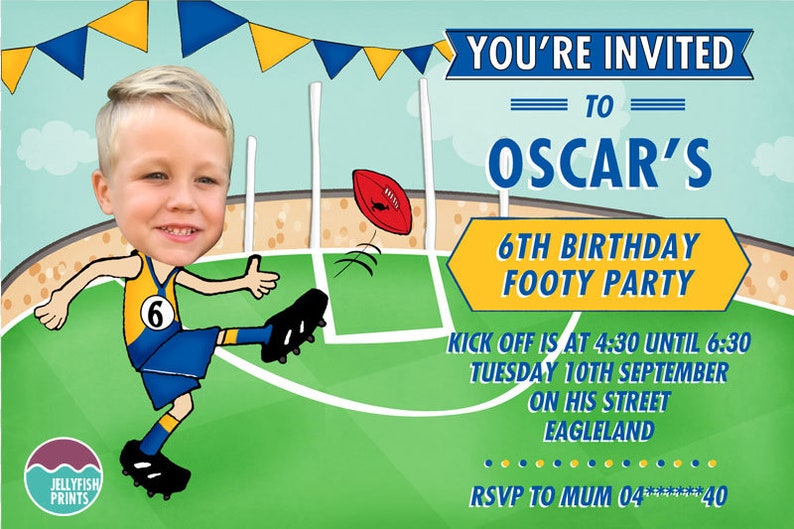 AFL Football Party Printable Birthday Invitation - Footy , Aussie Rules ...
