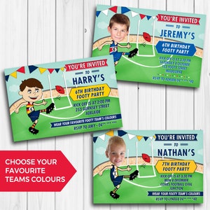 AFL Football Printable Birthday Invitation - Customised Add Your FACE ...